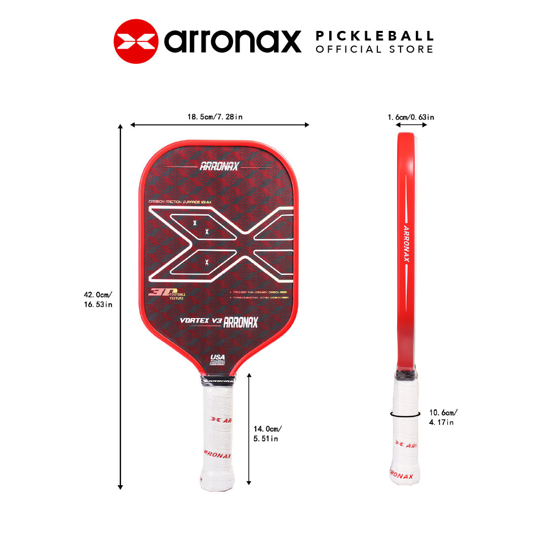 ARRONAX Vortex V3 Pickleball Paddle - Advanced 3D 18K Carbon Fiber – Arronax Malaysia