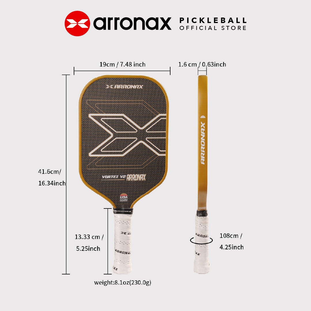 Vortex V2 Carbon Fiber Pickleball Paddle (14mm/16mm) – Arronax Malaysia