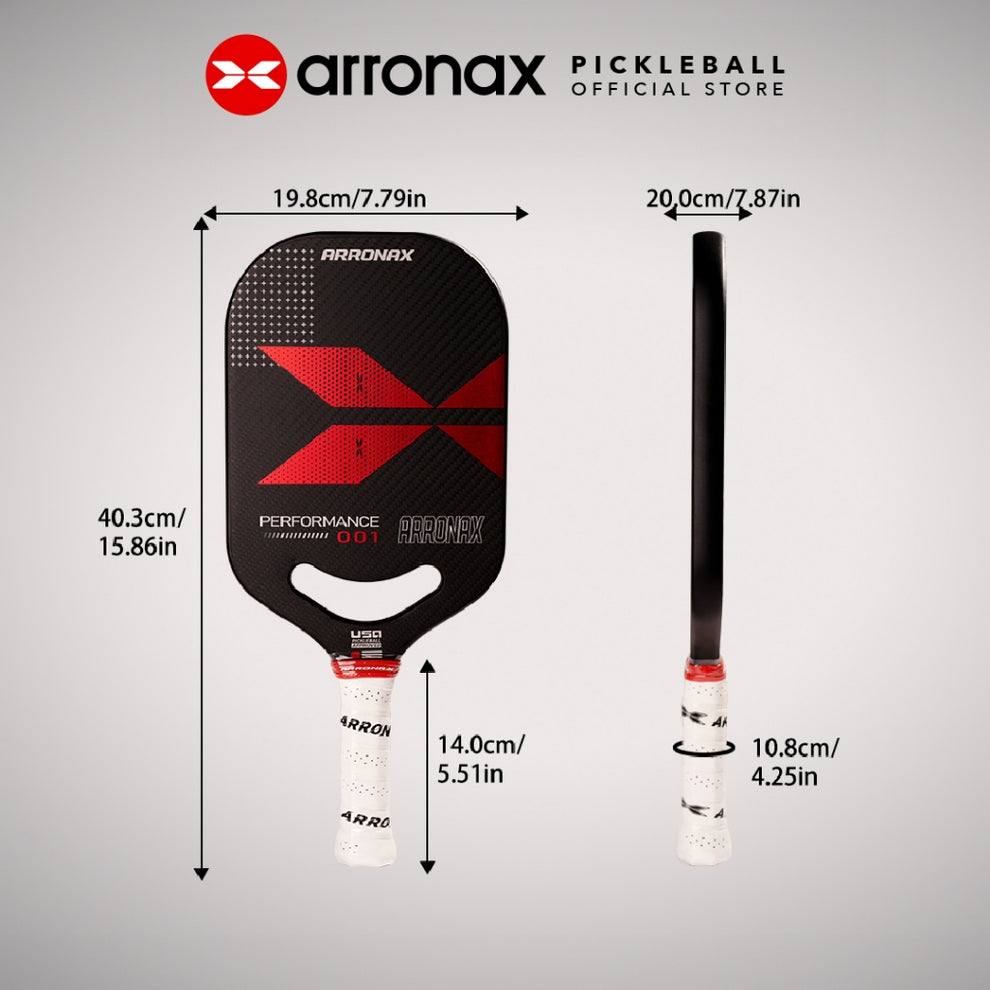 ARRONAX Performance 001 3k Carbon Fiber Pickleball Paddle (13mm/20mm ...